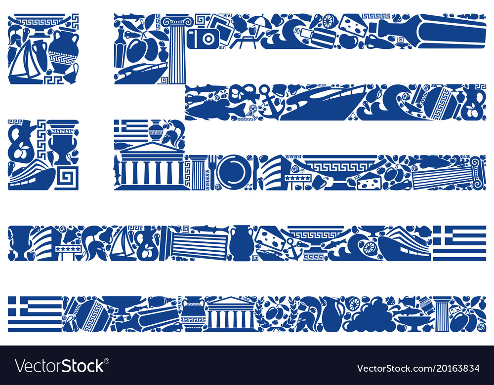 Flag of greece from its traditional symbols Vector Image