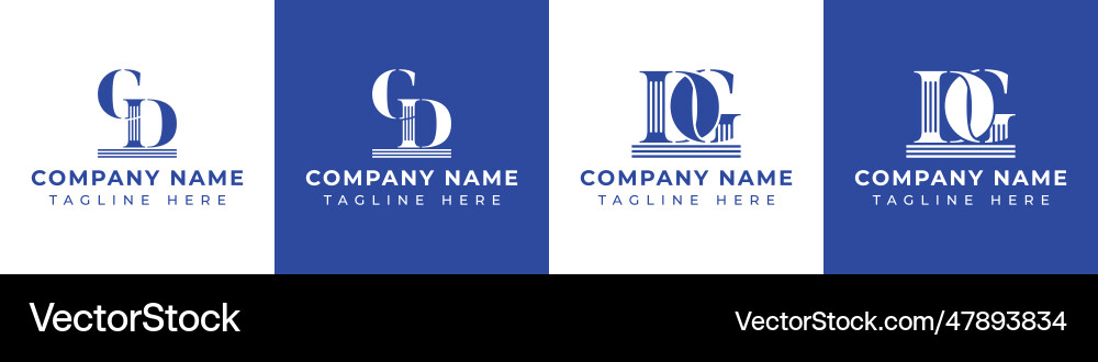 Letter dg and gd pillar logo suitable Royalty Free Vector
