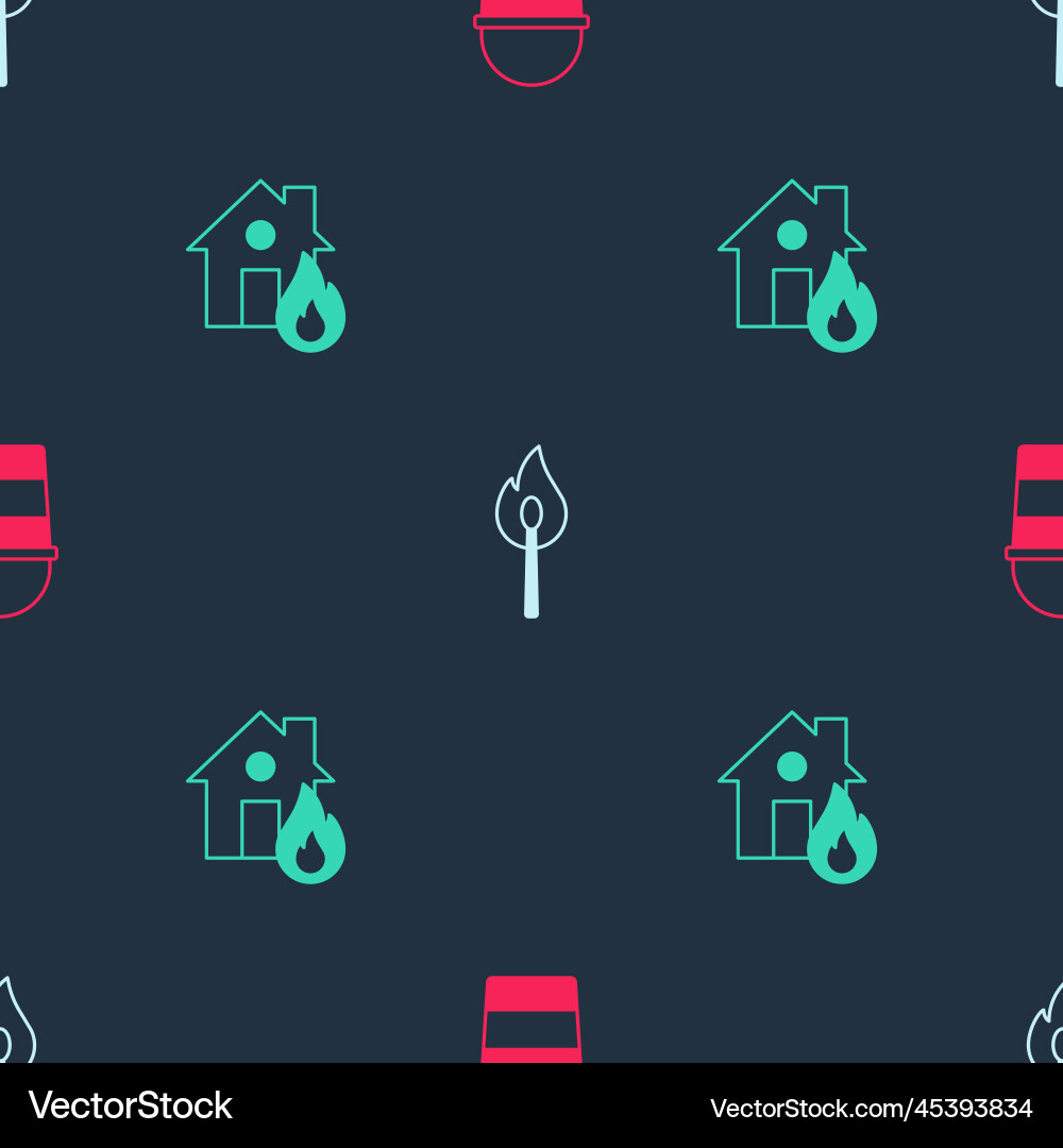 Set fire bucket burning match with fire Royalty Free Vector