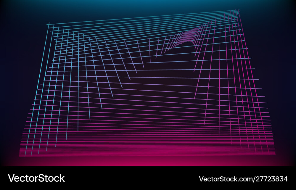 Synthwave neon grid background dark glowing Vector Image