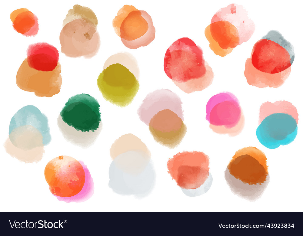 Watercolor stain abstract shapes colorful dots Vector Image