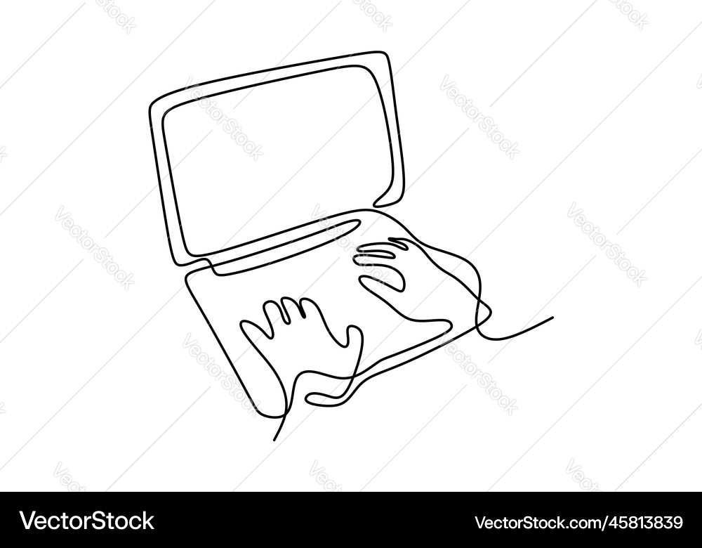 Continuous one line drawing of hand typing Vector Image