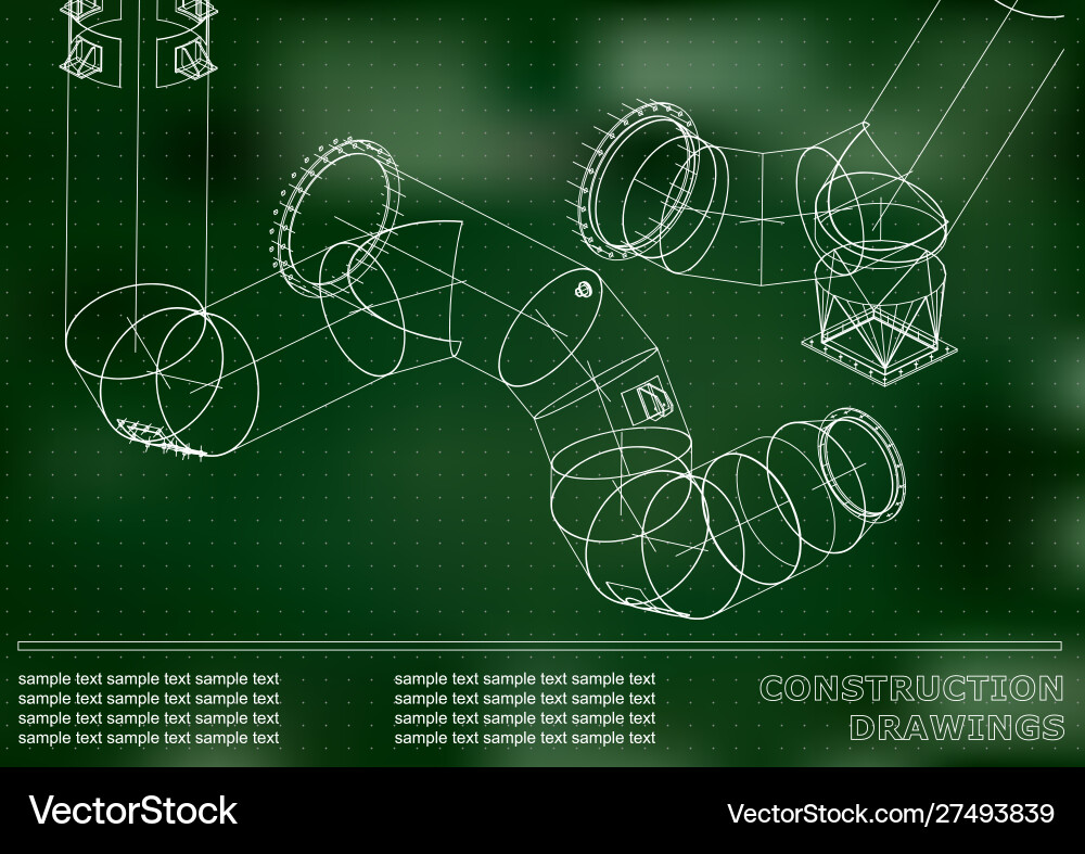 Drawings steel structures pipes and pipe 3d Vector Image