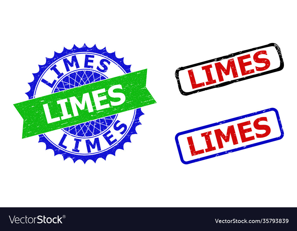 Limes Rosette And Rectangle Bicolor Stamp Seals Vector Image