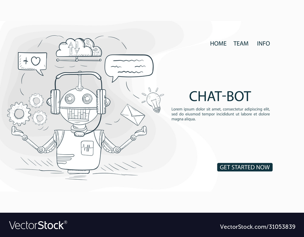 Robot chat bot conducts online chat for a website Vector Image
