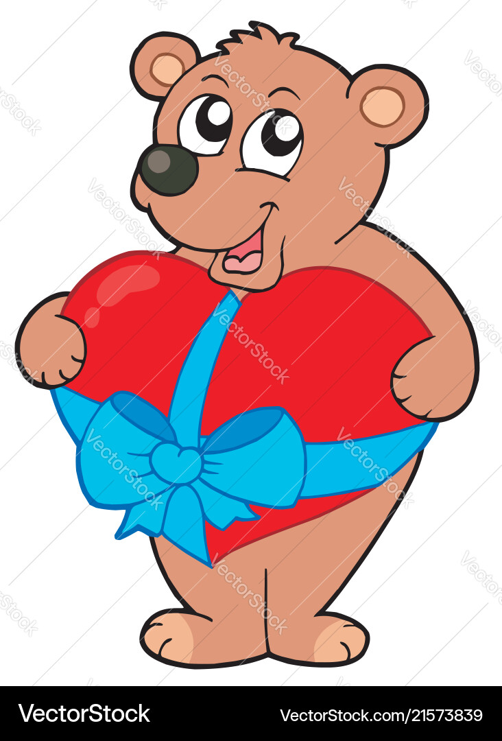 Valentine bear with heart Royalty Free Vector Image