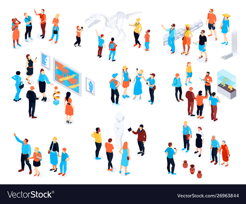 Excursion isometric set Royalty Free Vector Image