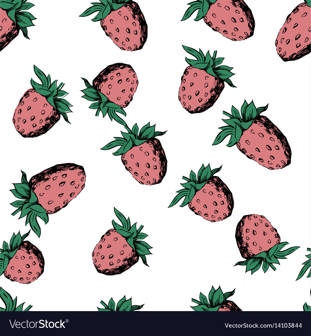 Raspberry seamless pattern on white Royalty Free Vector