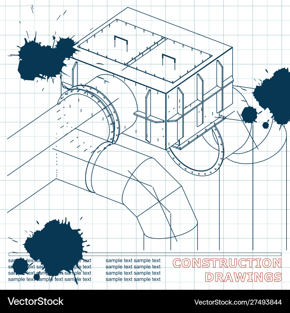 Technical draft ink blots Royalty Free Vector Image