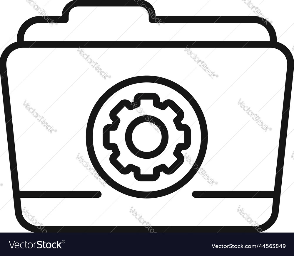 Folder gear icon outline web ui Royalty Free Vector Image