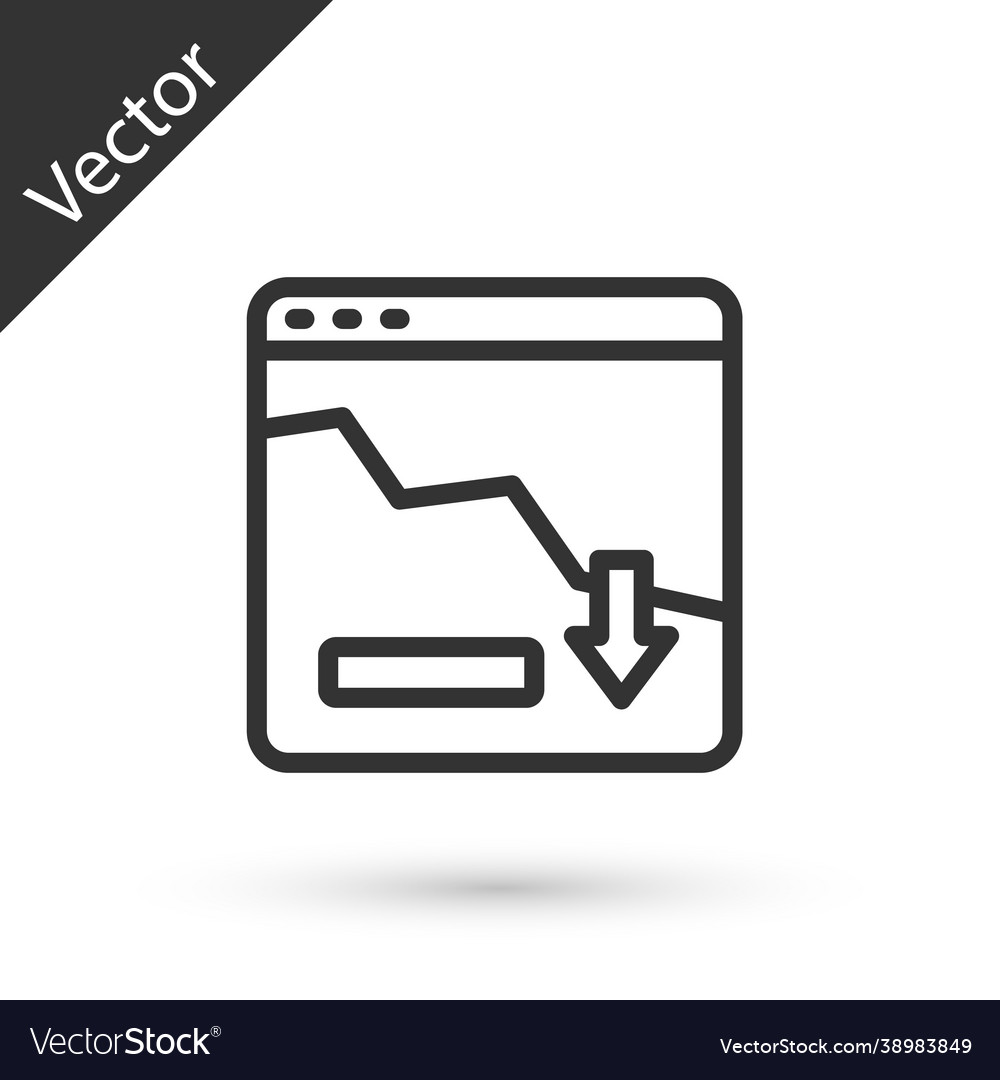 Grey line financial growth decrease icon isolated Vector Image
