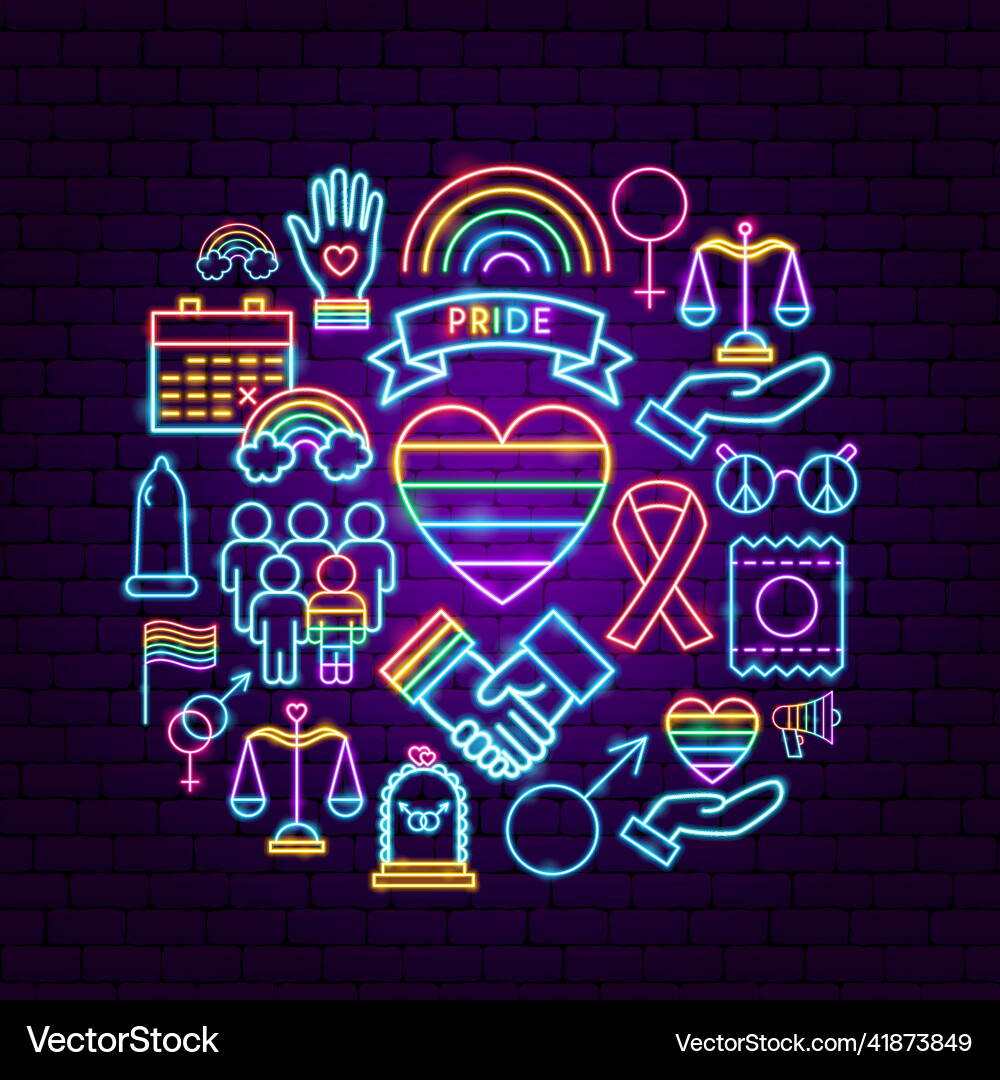 Pride month neon concept Royalty Free Vector Image
