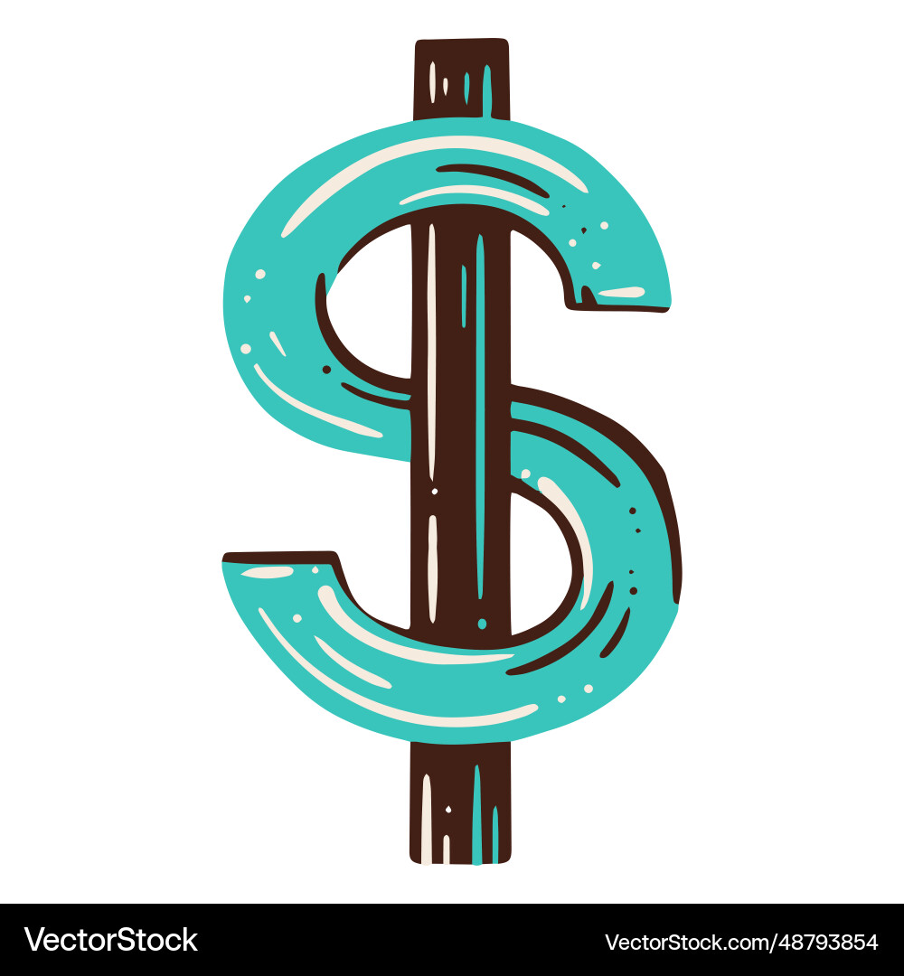 Dollar symbol hand drawn element Royalty Free Vector Image