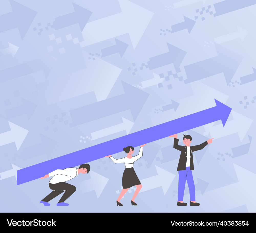 Four colleagues drawing standing holding large Vector Image