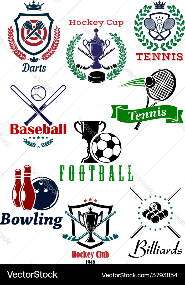 Heraldic sporting emblems or badges Royalty Free Vector