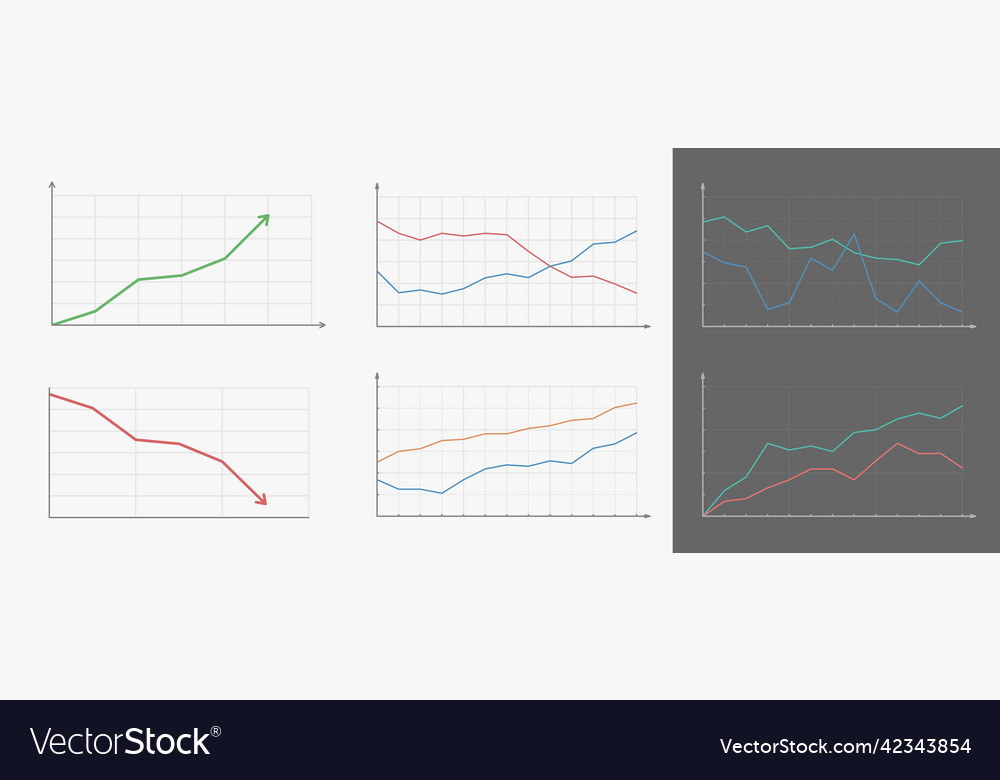 Linear chart graph set Royalty Free Vector Image Linear chart graph set Royalty Free Vector Image