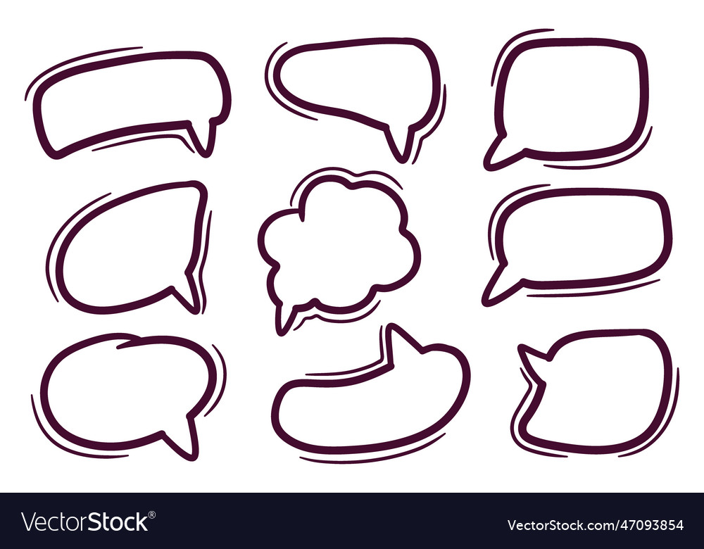 Set of hand drawn speech bubbles doodle Royalty Free Vector Set of hand drawn speech bubbles doodle Royalty Free Vector