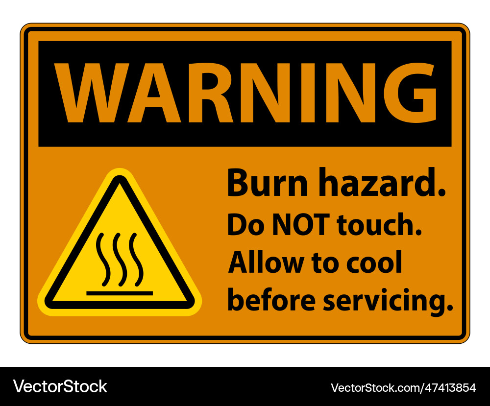 Warning burn hazard safetydo not touch label sign Vector Image