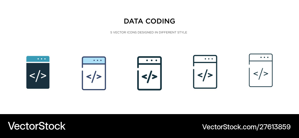 Data coding icon in different style two colored Vector Image