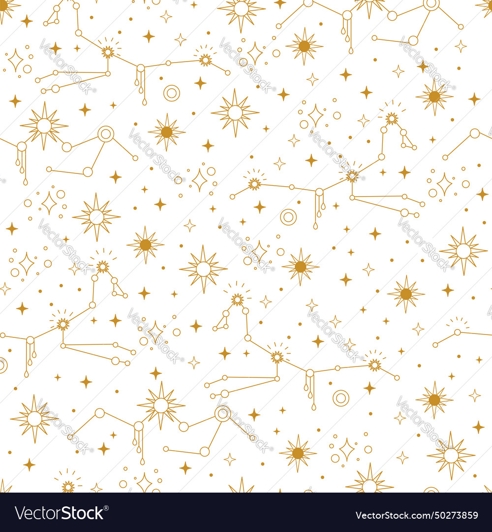 Golden star constellations seamless pattern Vector Image Golden star constellations seamless pattern Vector Image