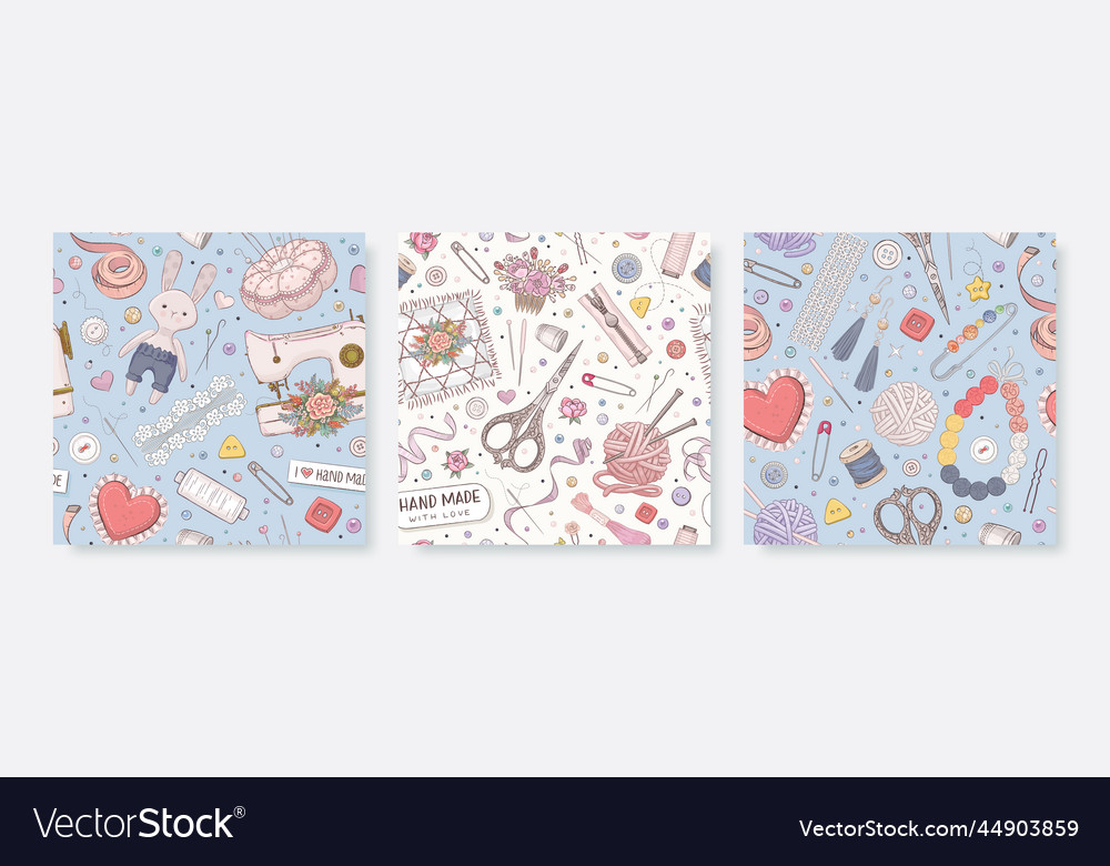 Seamless pattern with sewing handmade elements Vector Image