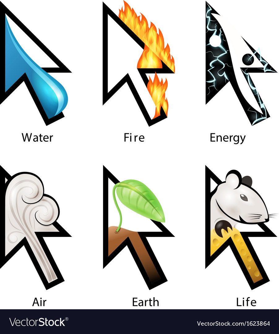 Awesome cursor set with elements life Royalty Free Vector Awesome cursor set with elements life Royalty Free Vector