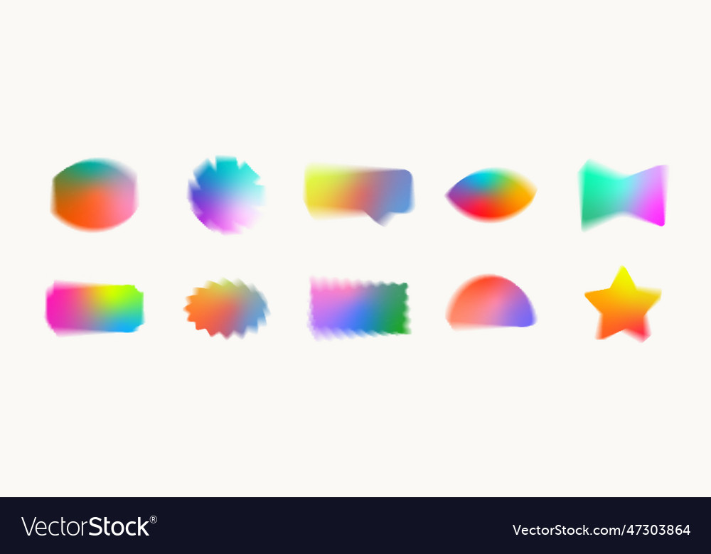 Blurry shapes set with y2k aura brutalism effect Vector Image