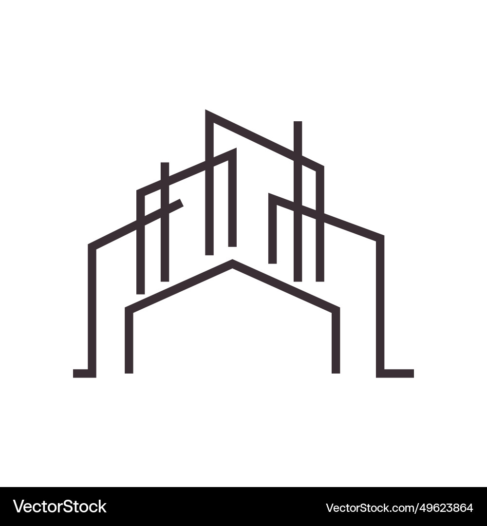 House construction structure line logo design Vector Image