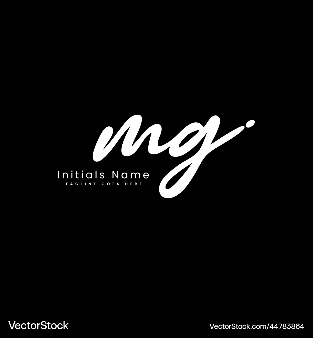 M g mg initial letter handwritten signature Vector Image