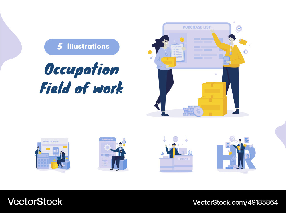 Occupation of office worker division set Vector Image