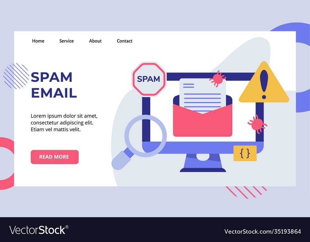 Spam email message bug on display computer Vector Image