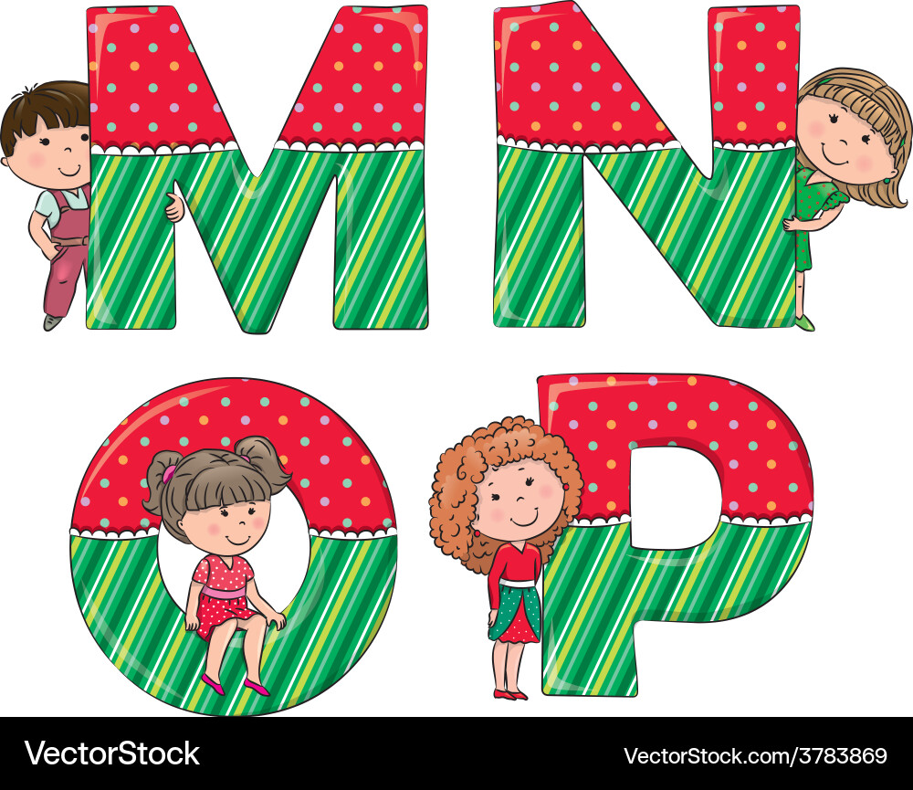 Alphabet kids mnop Royalty Free Vector Image - VectorStock