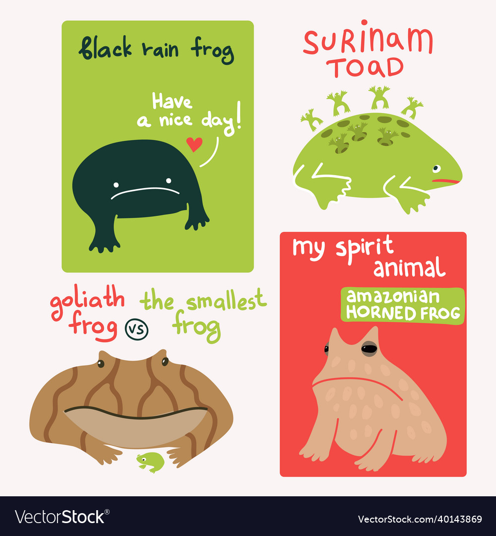 Funny grumpy toads set Royalty Free Vector Image