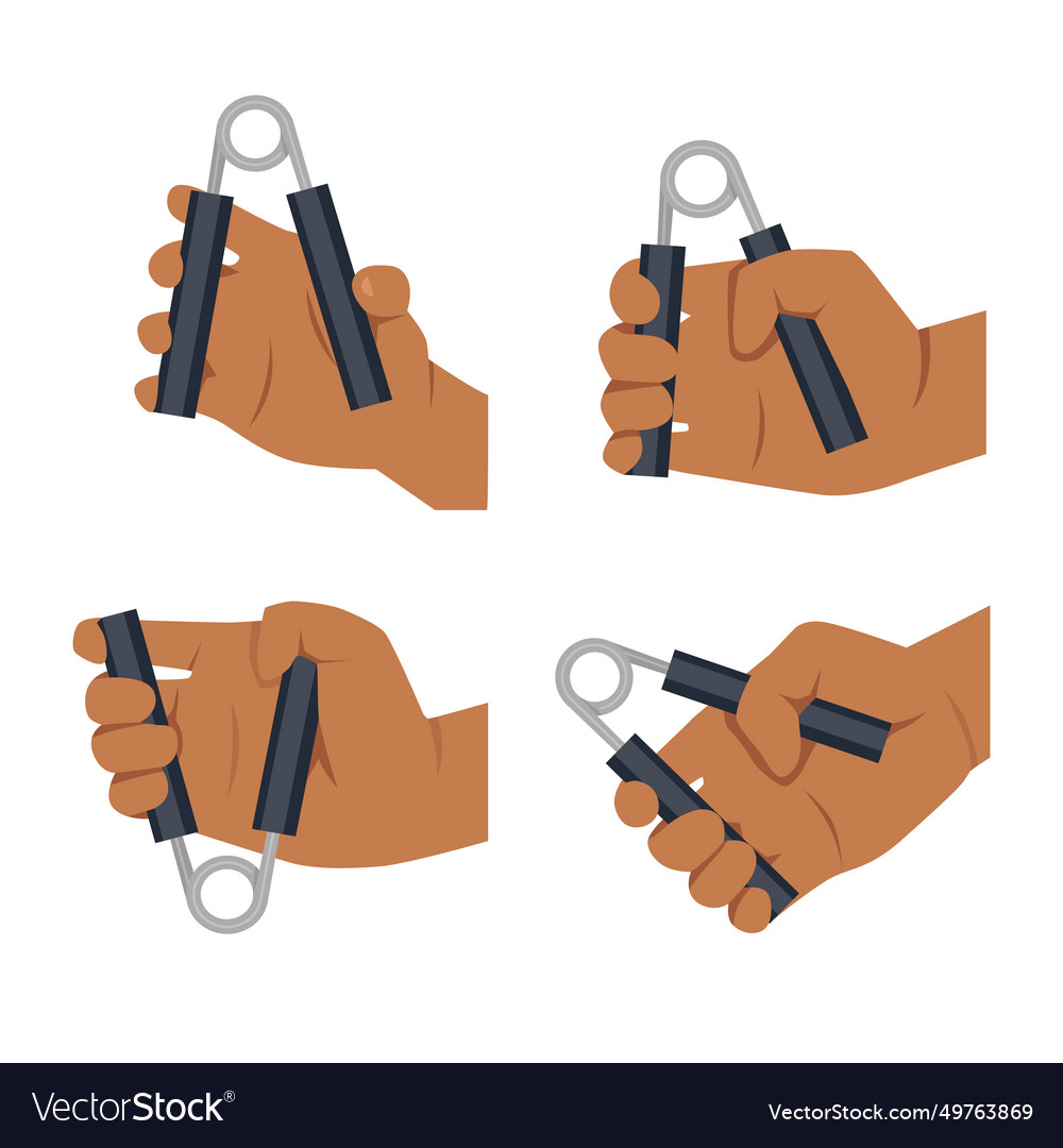 Man doing hand grip exercise set Royalty Free Vector Image