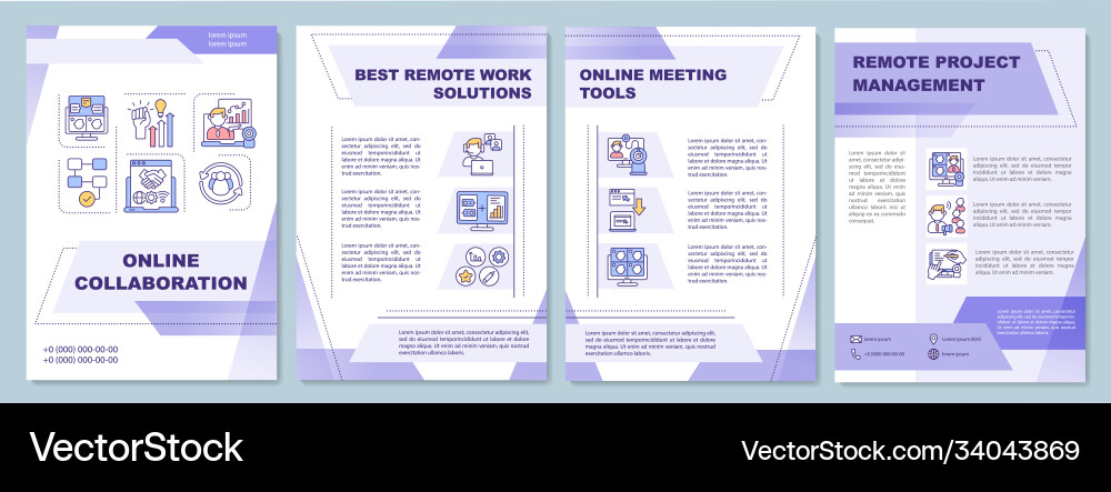 Online collaboration brochure template Royalty Free Vector
