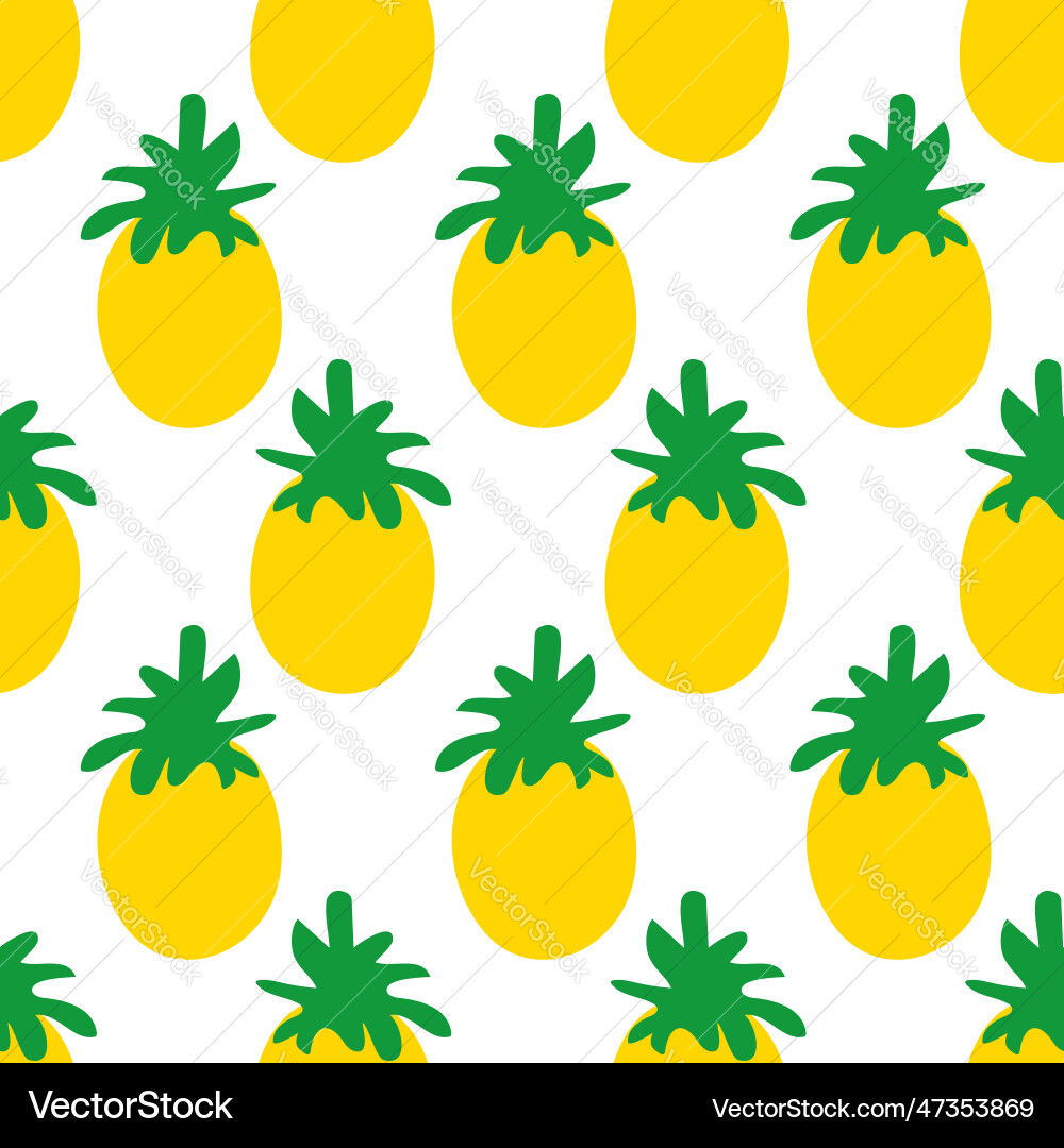 Pineapple doodle seamless pattern Royalty Free Vector Image