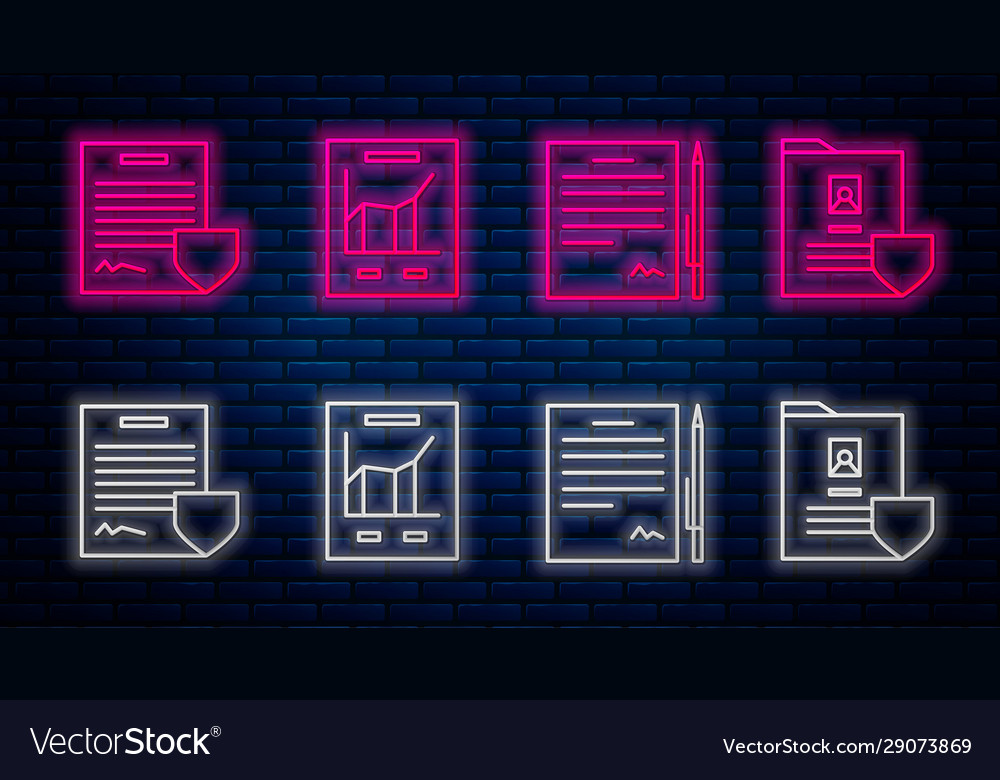 Set line document with graph chart contract Vector Image