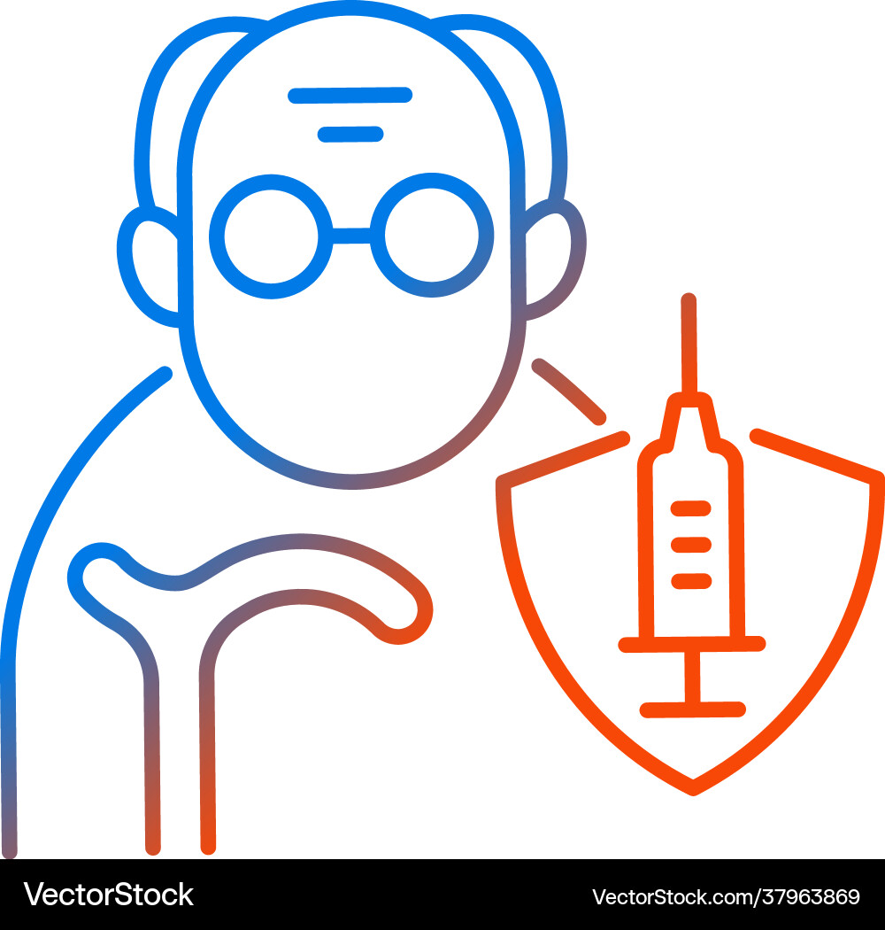 Vaccination elderly people gradient linear icon Vector Image