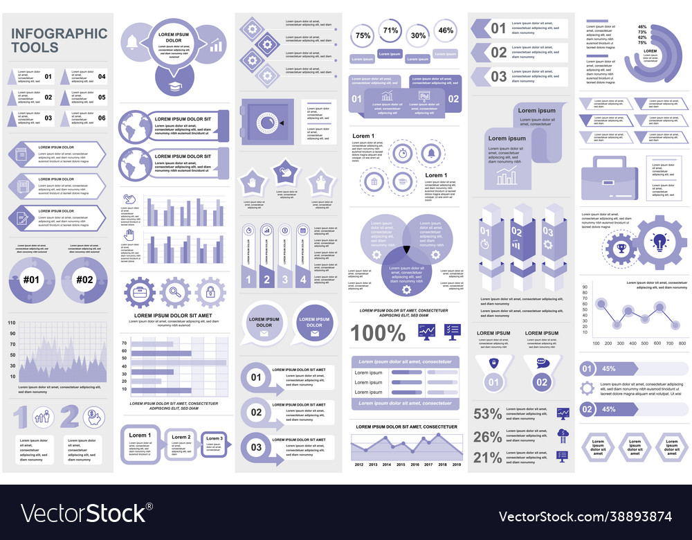 Bundle infographic elements data visualization Vector Image