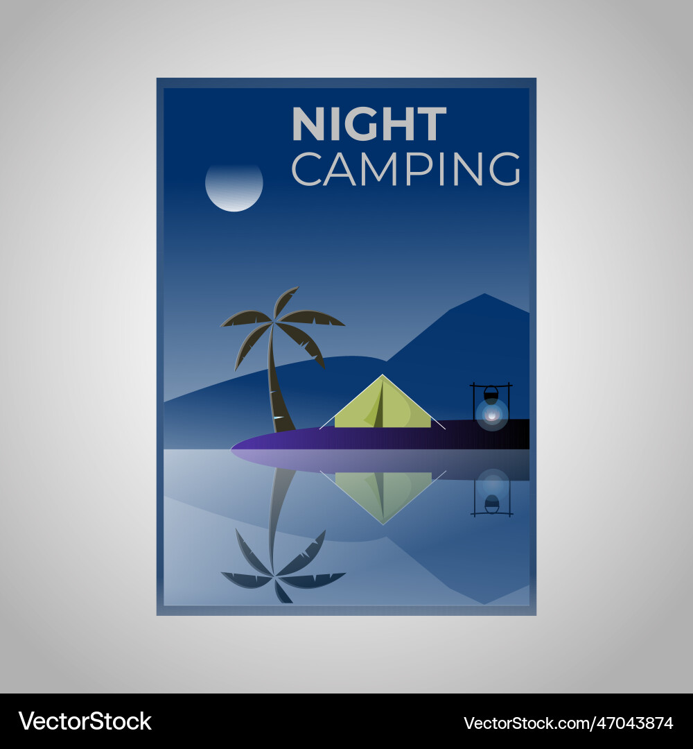 Night camping background poster designpicnic Vector Image