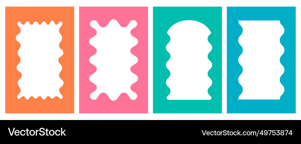 Psychedelic retro wavy frame rectangle groovy Vector Image