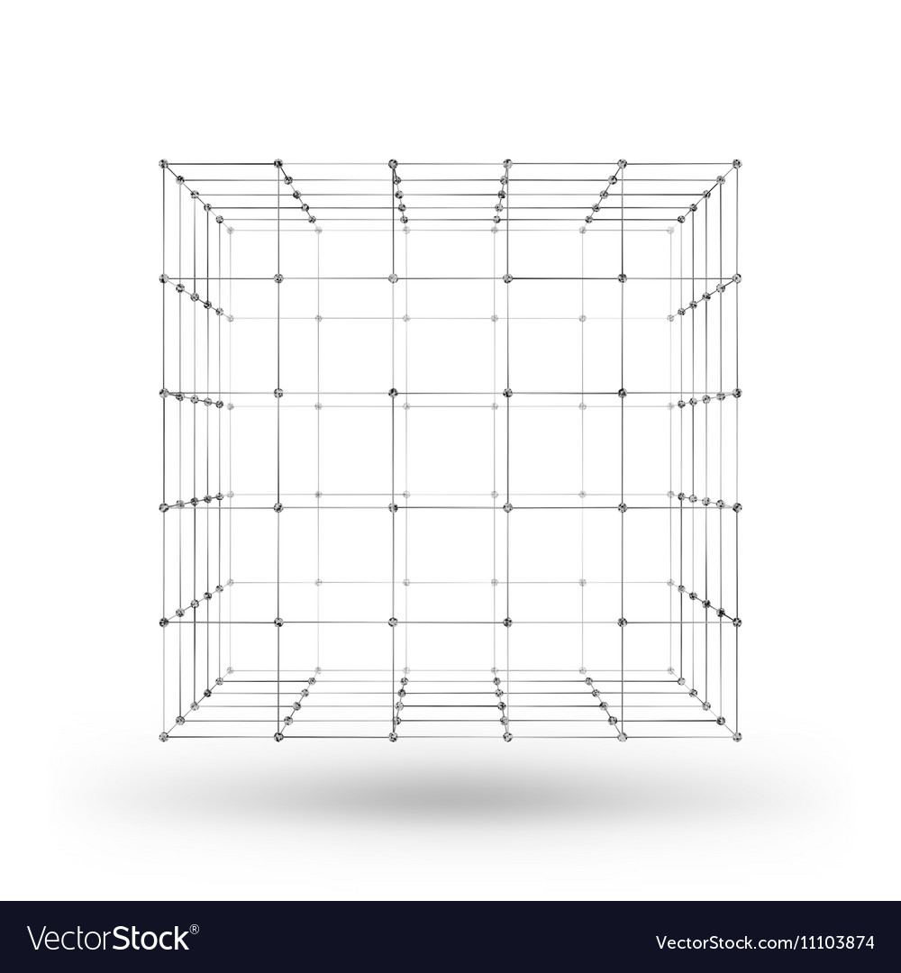 Wireframe polygonal geometric element cube Vector Image