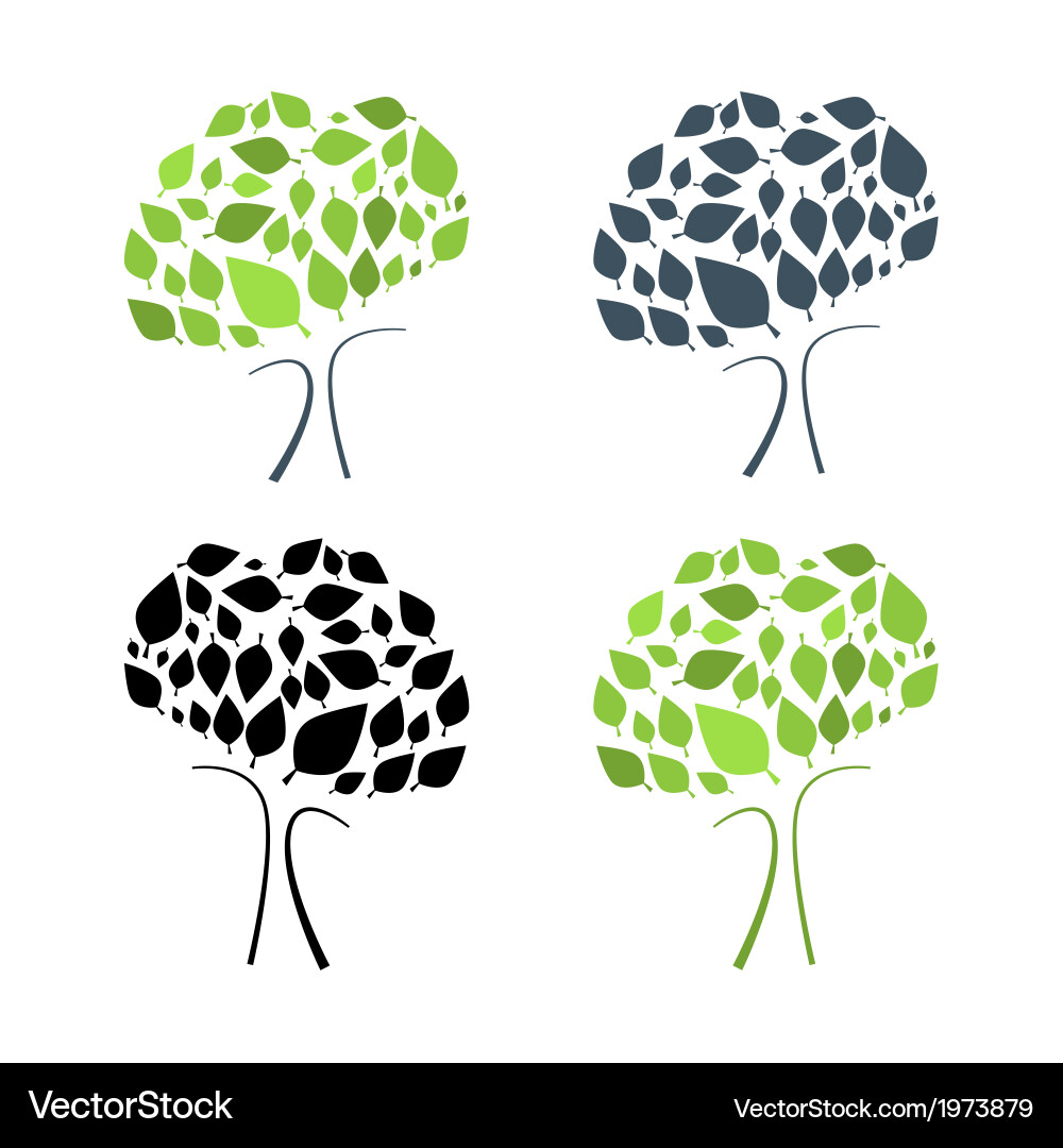 Abstract tree set isolated on white background Vector Image