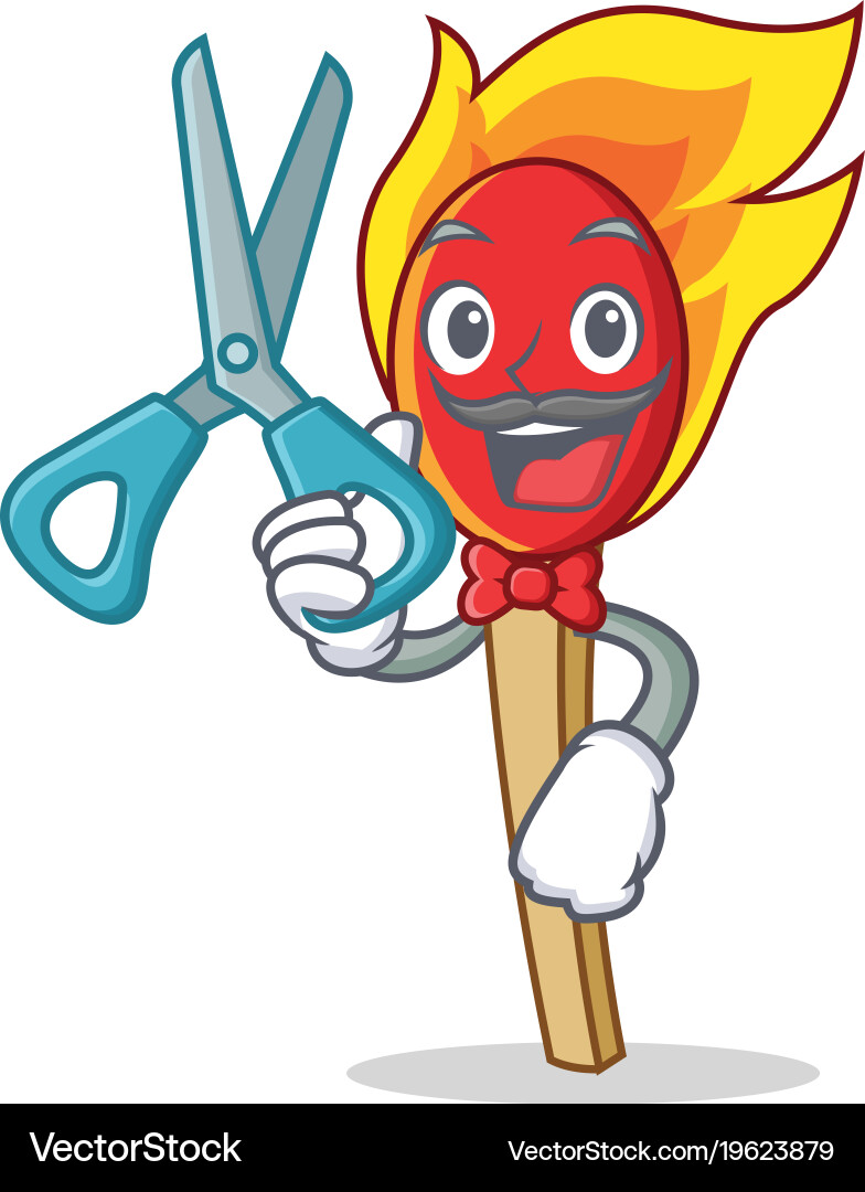 Barber match stick character cartoon Royalty Free Vector