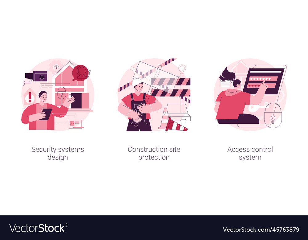Construction security services abstract concept Vector Image
