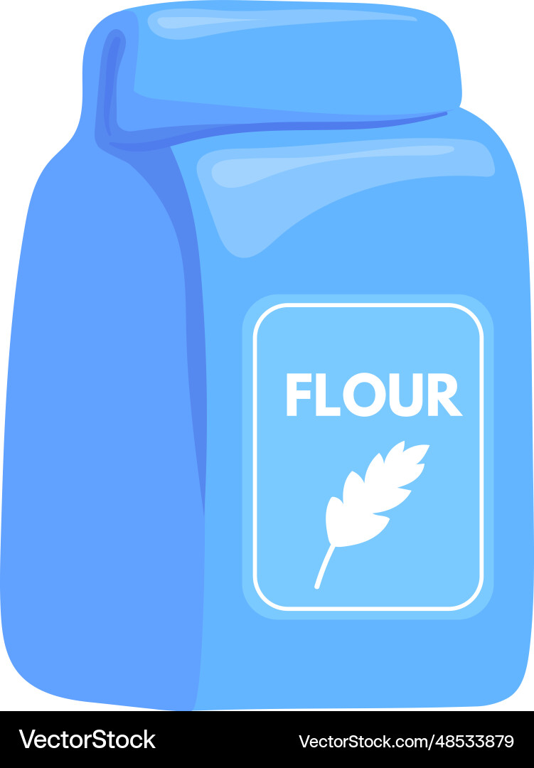 Flour bag cartoon icon baking ingredient package Vector Image