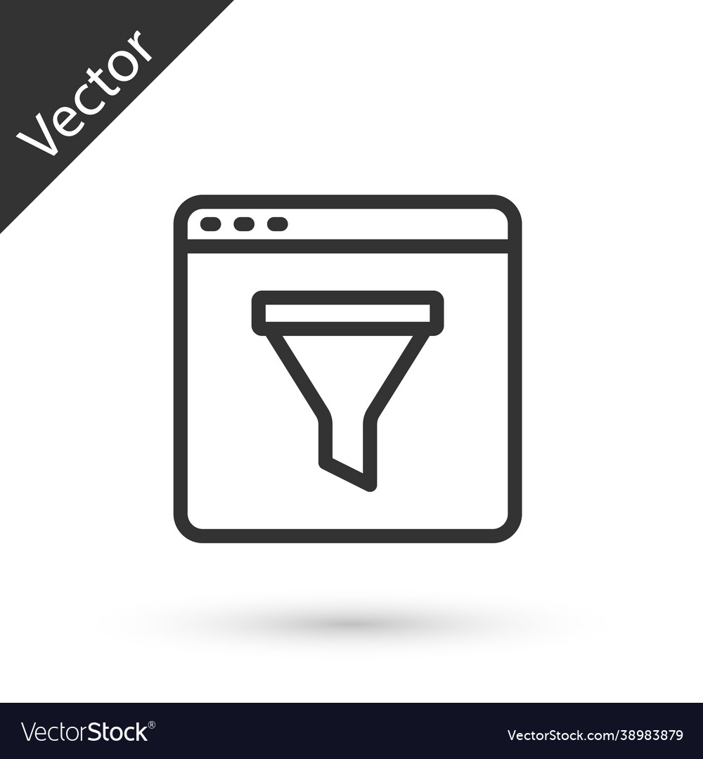 Grey line browser window icon isolated on white Vector Image