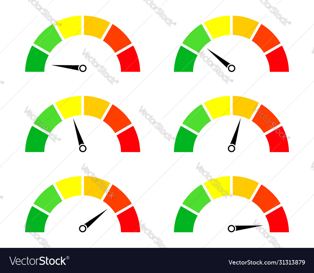 Risk meters gauge and icon speedometer score Vector Image Risk meters gauge and icon speedometer score Vector Image