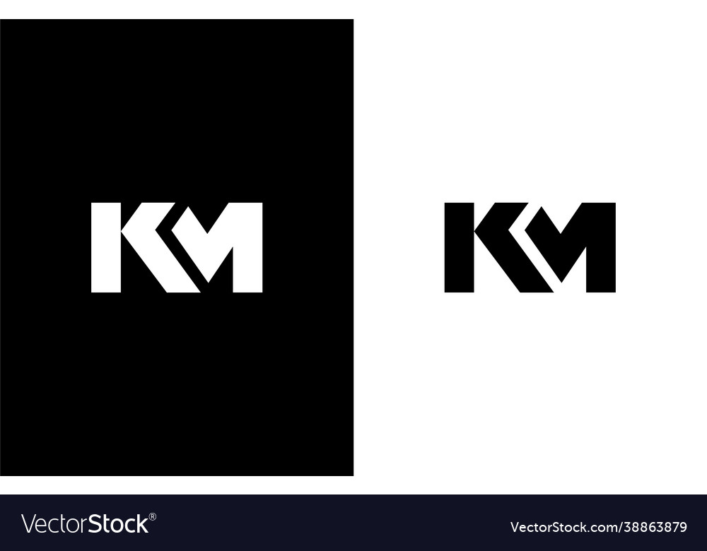 Simple bold initial km logogram Royalty Free Vector Image