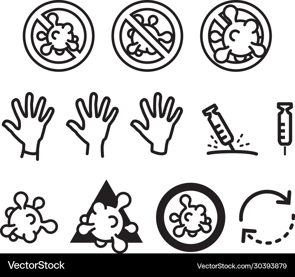 Virus icon set isolated on white background Vector Image